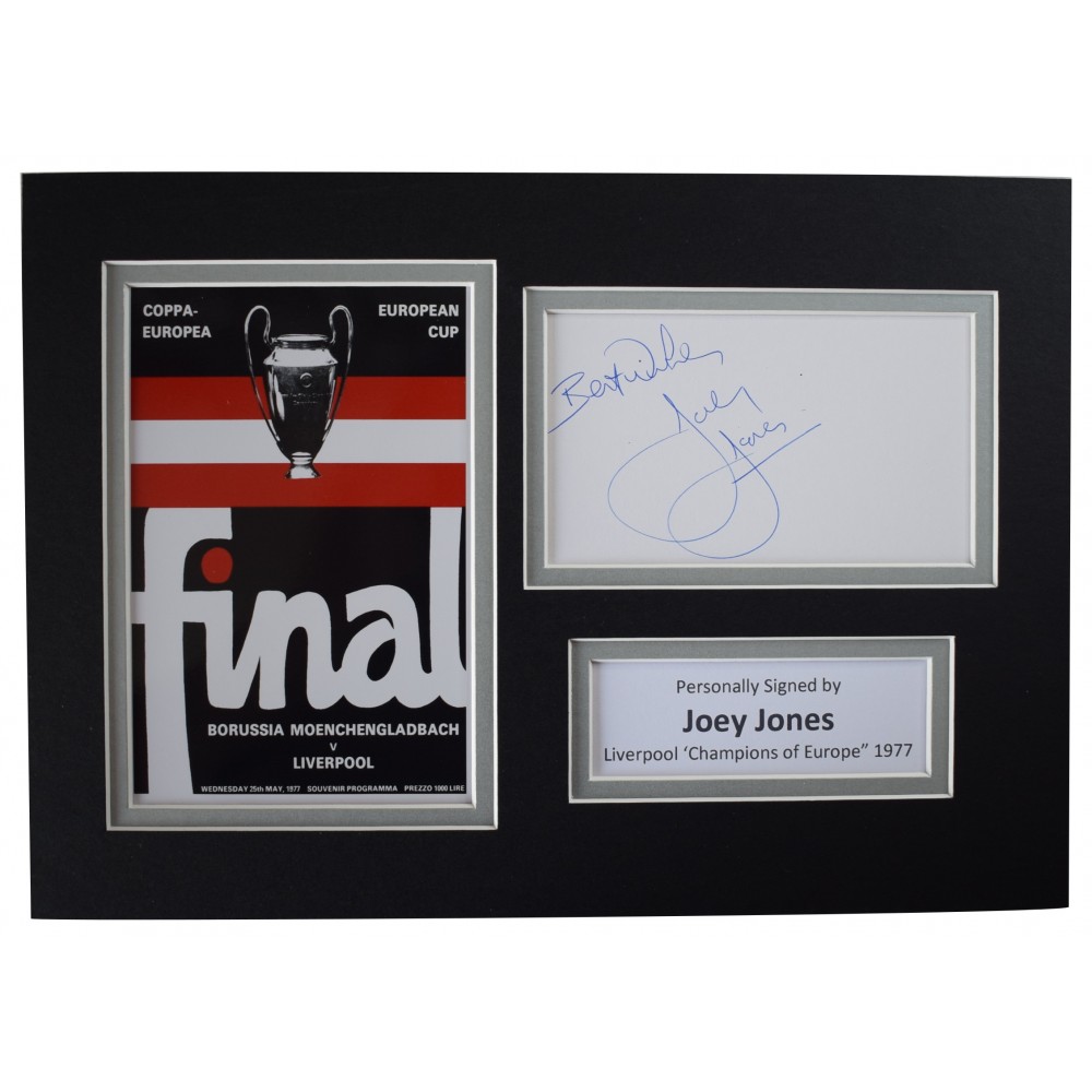 Joey Jones Signed Autograph A4 photo display Liverpool 1977 European ...