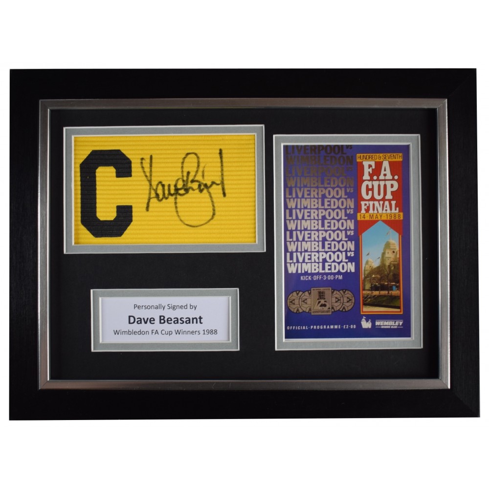 Dave Beasant Signed Framed Captains Armband photo A4 display Wimbledon ...
