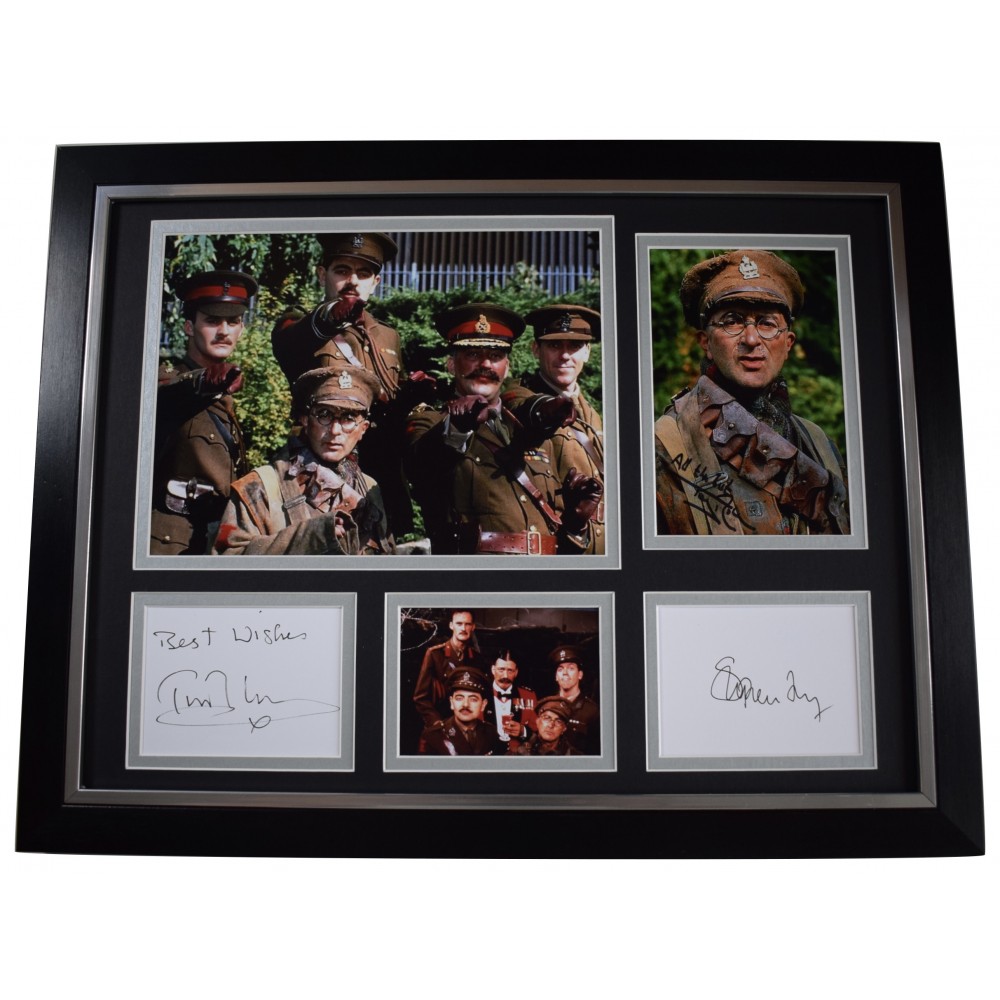Stephen Fry Tim McInnerney Tony Robinson Signed Autograph framed 16x12 ...