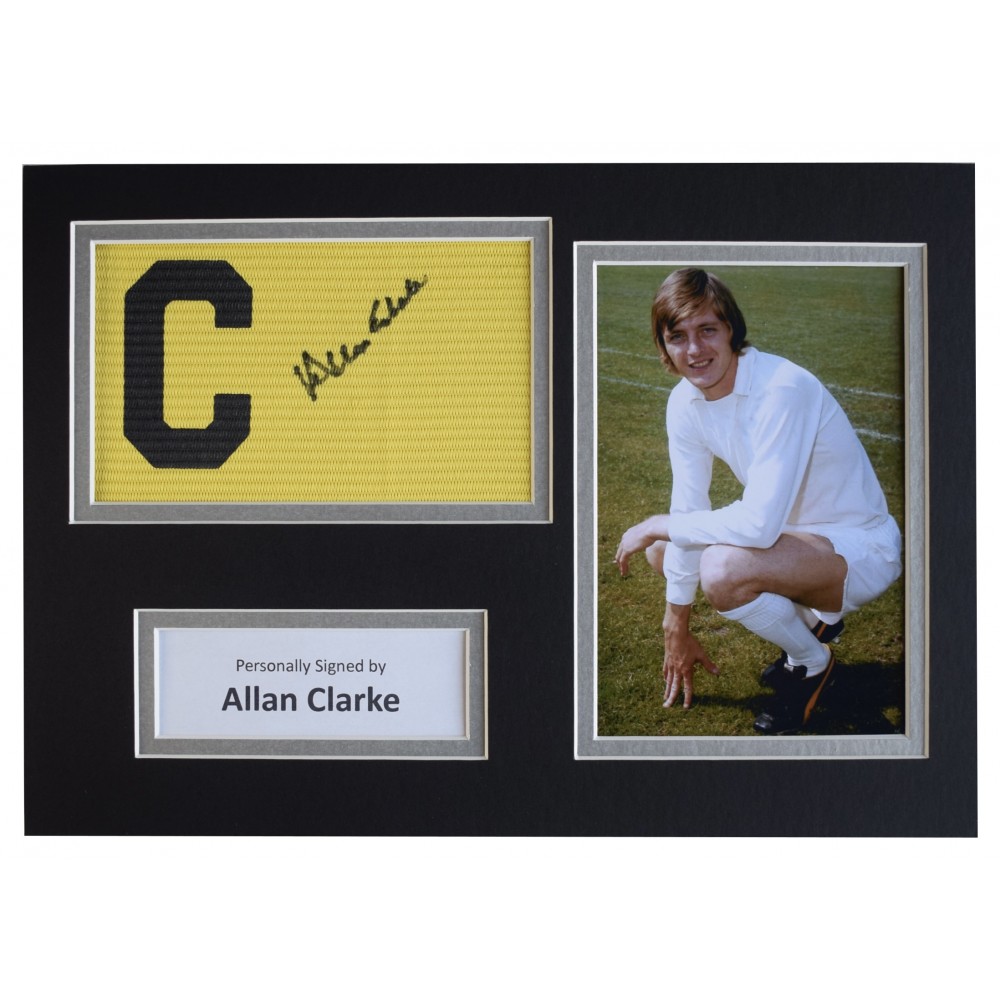 Allan Clarke Signed Captains Armband A4 photo display Leeds Utd ...