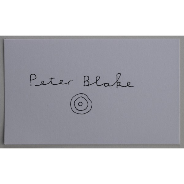 Peter Blake Signed Autograph 5x3 white index card with ART Artwork ...