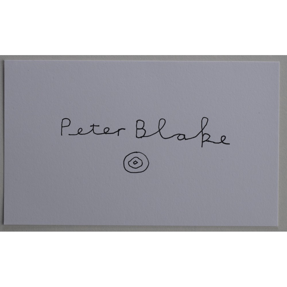 Peter Blake Signed Autograph 5x3 white index card with ART Artwork ...