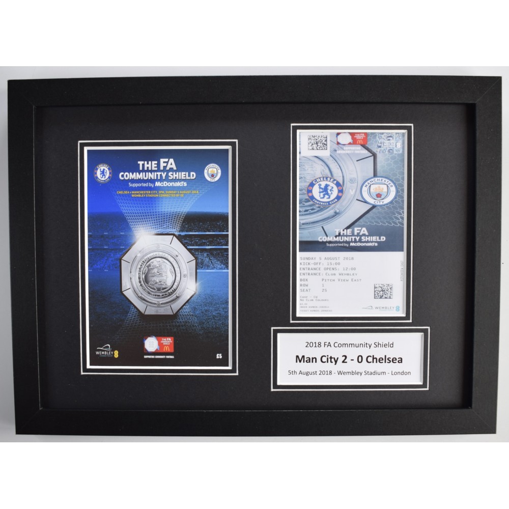 2018 FA Community Shield A4 Photo Ticket Display Football Programme Man ...