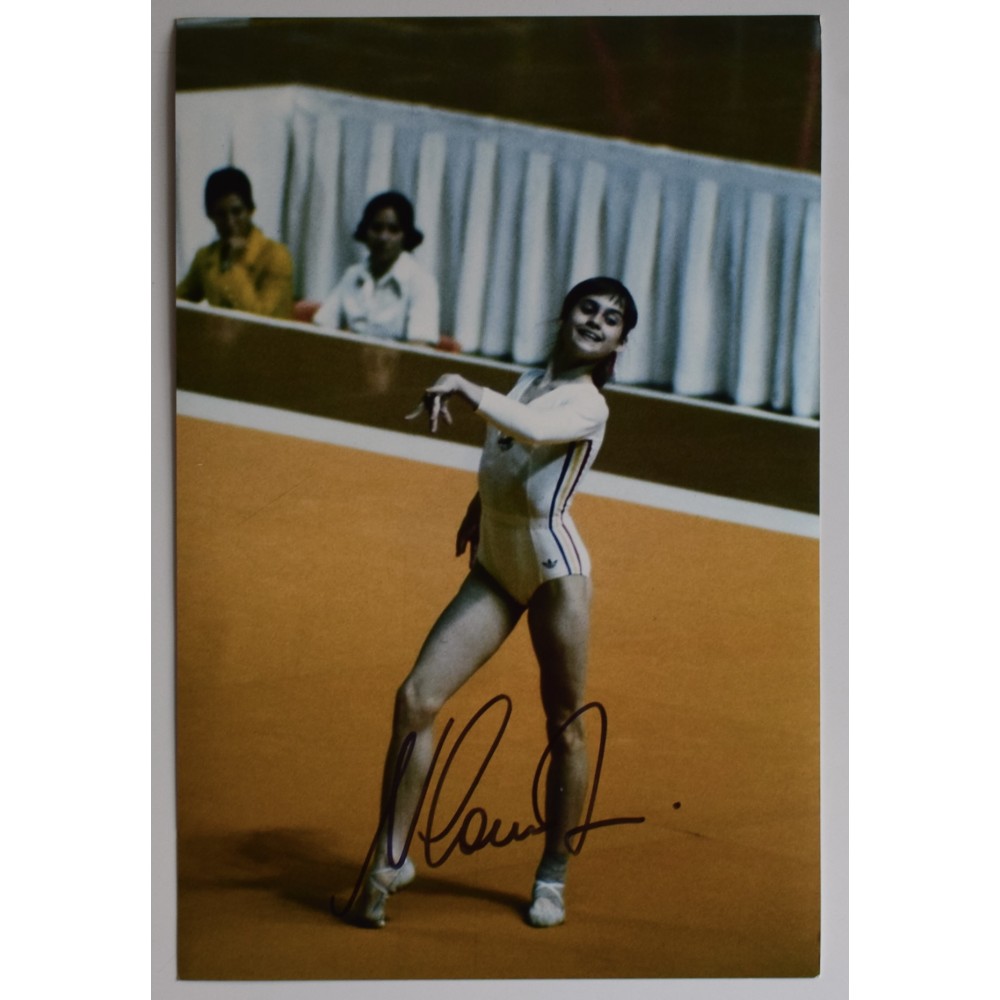 Nadia Comaneci Signed Autograph 12x8 photo Olympic Gymnastics Gymnast COA