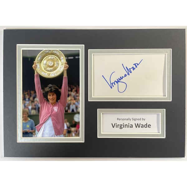Virginia Wade Signed Autograph A4 photo mount display Tennis Wimbledon COA