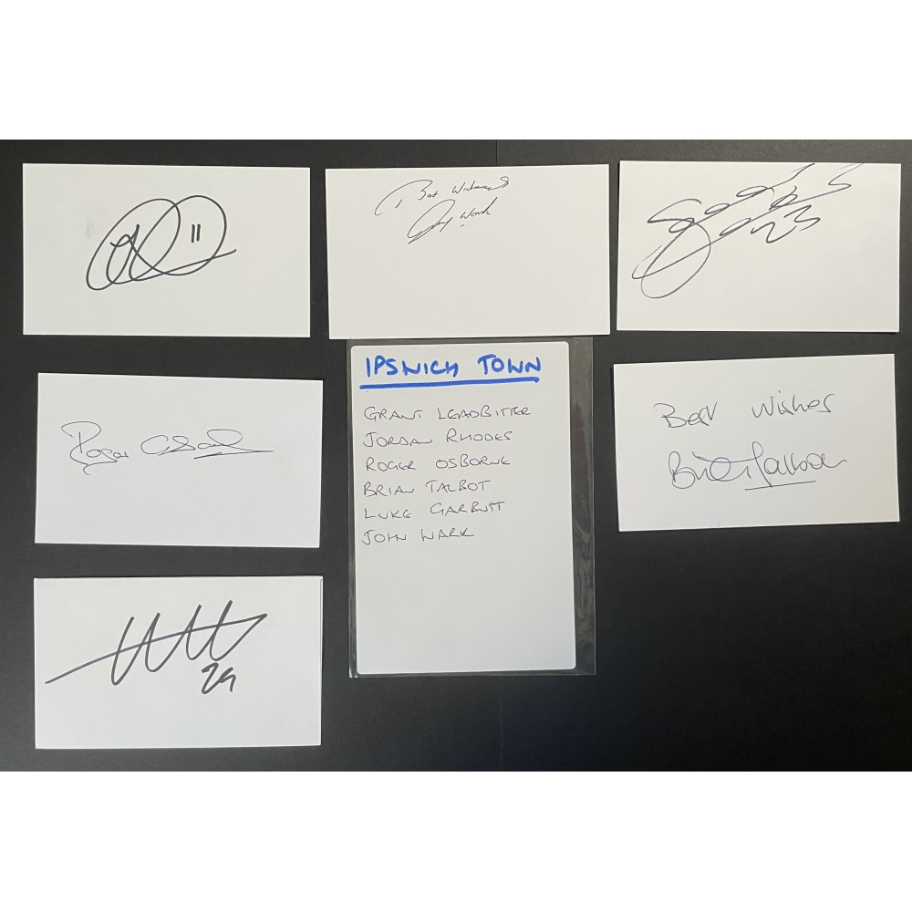 Ipswich Town Signed Autograph Pack White Index Cards x6 Wark Osborne Talbot