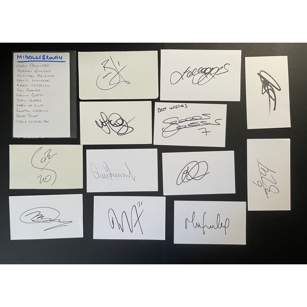 Middlesbrough Signed Autograph Pack White Index Cards x12 Mark Crossley ...