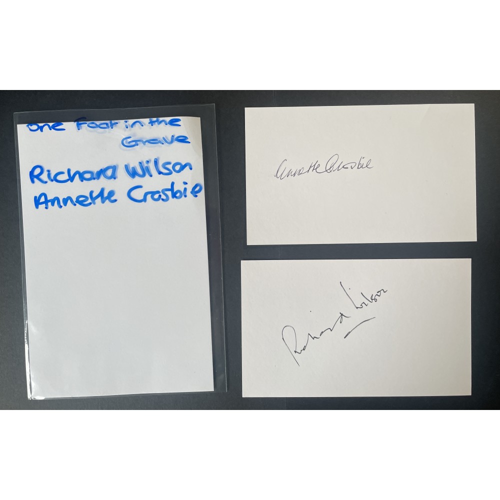 Richard Wilson Annette Crosbie Signed Autograph Pack White Index Cards ...