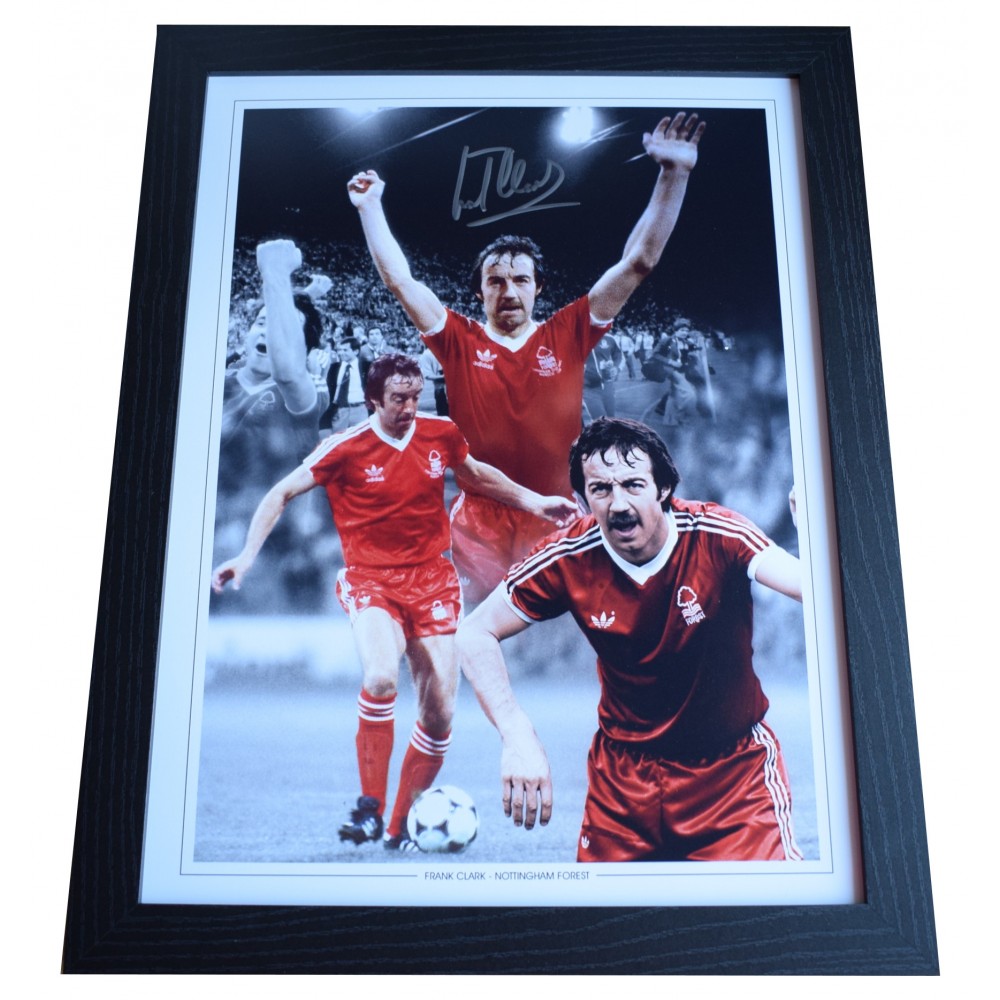 Frank Clark Signed Autograph 16x12 framed photo display Notts Forest ...